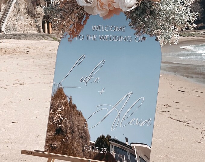 Mirror Acrylic Wedding Sign Mirror Welcome Wedding Sign Wedding ...