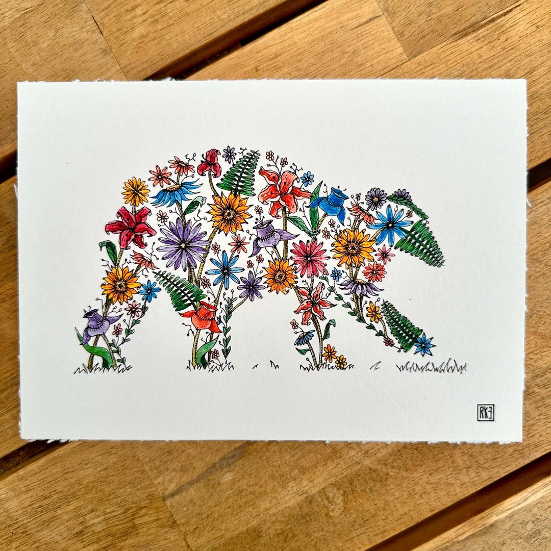Botanical Bear Art Print - Etsy