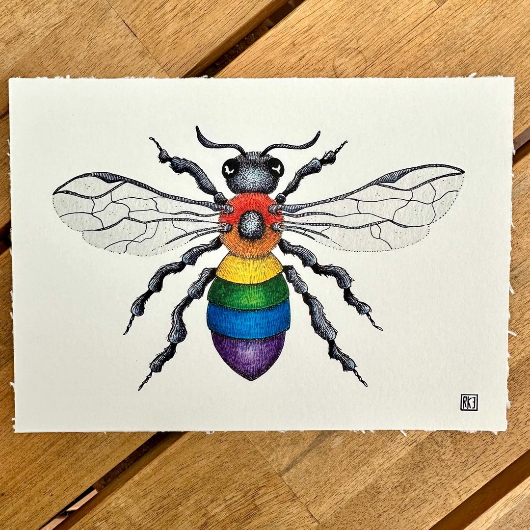 Pride Bee Art Print - Etsy