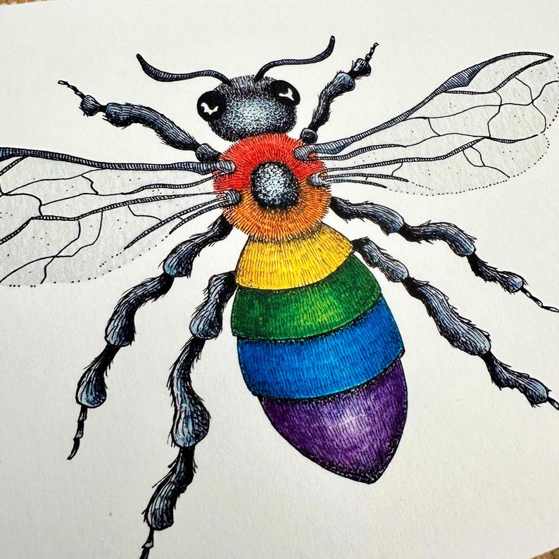 Pride Bee Art Print - Etsy