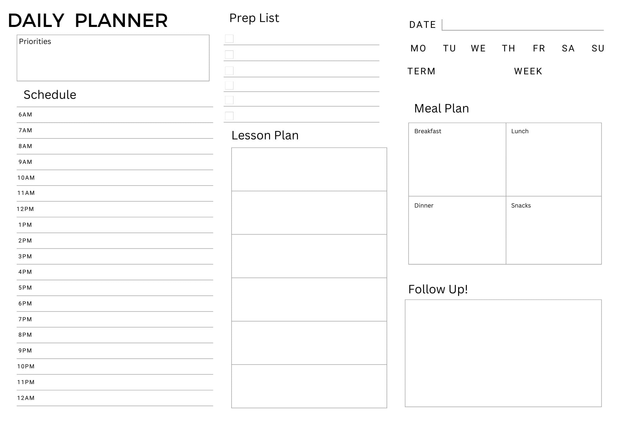 Minimalist Digital Daily Teacher Planner Undated Digital PDF - Etsy