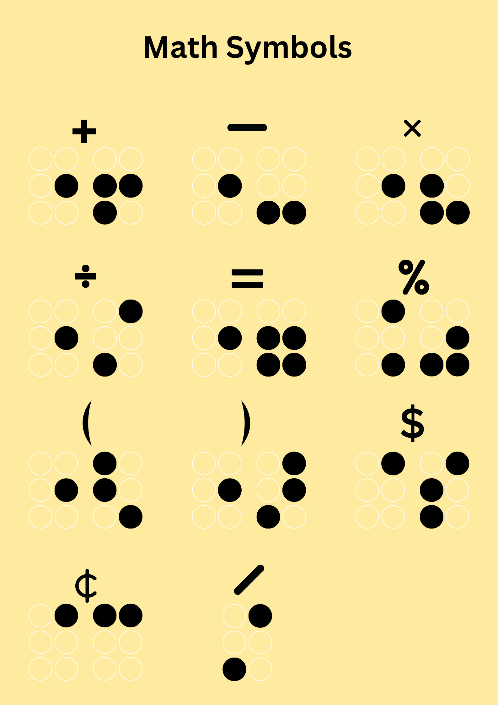 Braille (UEB) Basic Pack - Black on Yellow - Etsy
