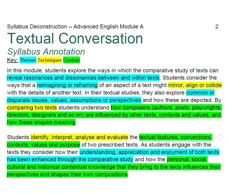 HSC Advanced English Module A: Textual Conversations Syllabus ...