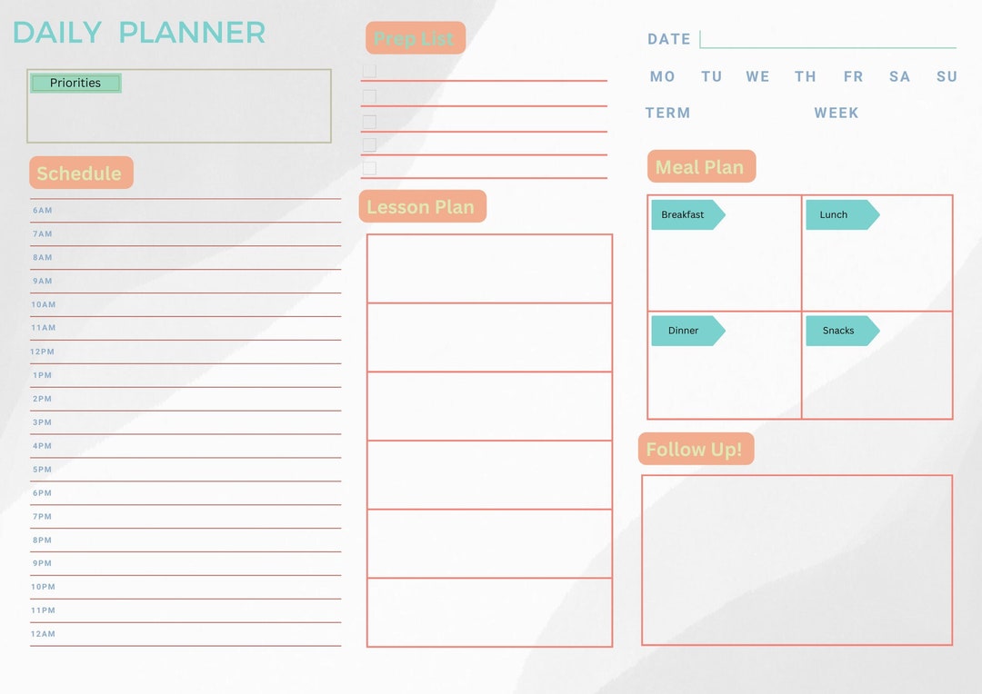 Pastel Digital Daily Teacher Planner Undated - Digital PDF Download - Etsy