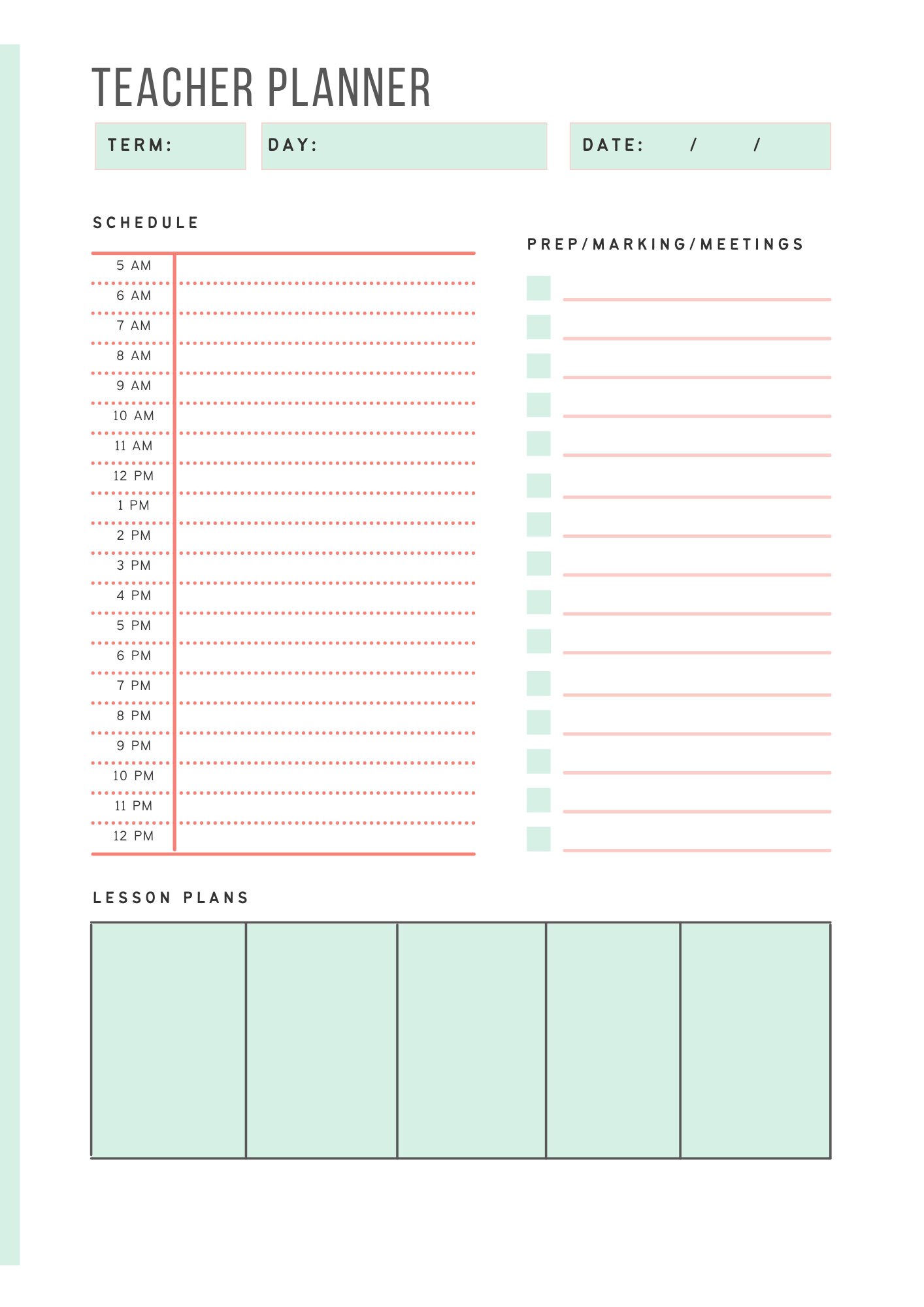 Pastel Undated Daily Teacher Planner - Digital PDF Download - Etsy ...