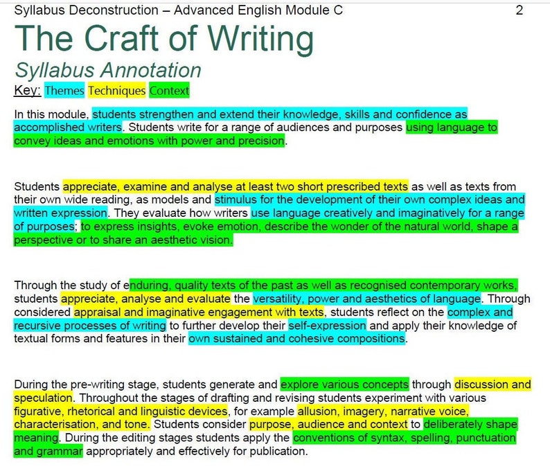 HSC Advanced English Module C: the Craft of Writing - Etsy