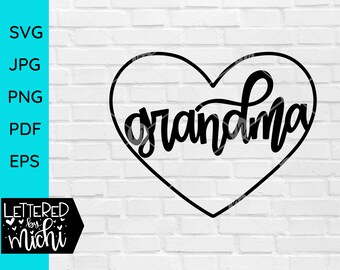 Grandma Heart Instant Digital Download Svg, Png, Dxf, and Eps Files ...
