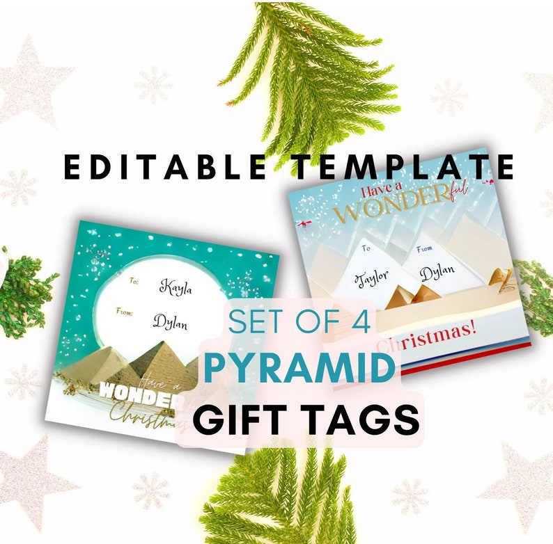 Pyramid Gift Tags Template Custom Christmas Tags Seven - Etsy