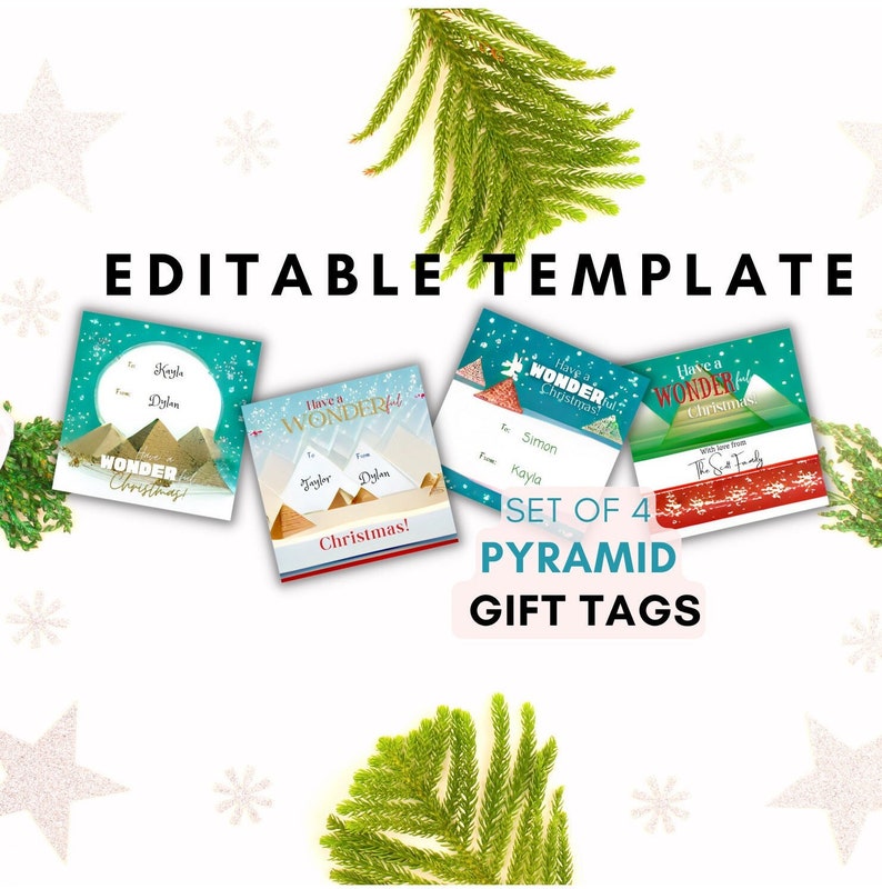 Pyramid Gift Tags Template Custom Christmas Tags Seven - Etsy