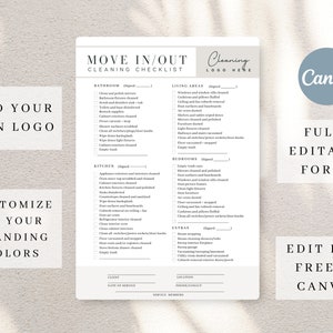 Professional Move In/out Cleaning Checklist, Editable House Moving ...