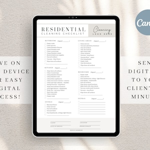 Professional Residential Cleaning Checklist, Editable House Cleaning ...