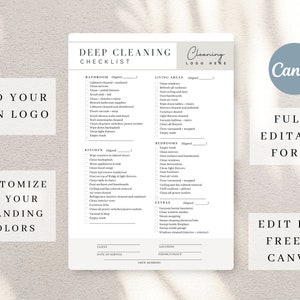 Professional Residential Deep Cleaning Checklist, Editable House Deep ...