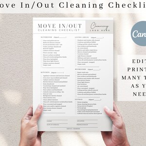 Professional Move In/out Cleaning Checklist, Editable House Moving ...