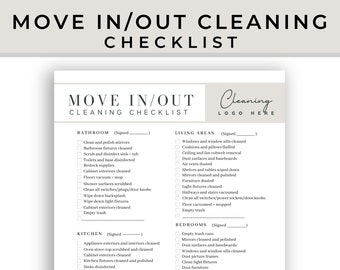 Move in and Move Out Cleaning Check List Template | Editable Cleaning ...