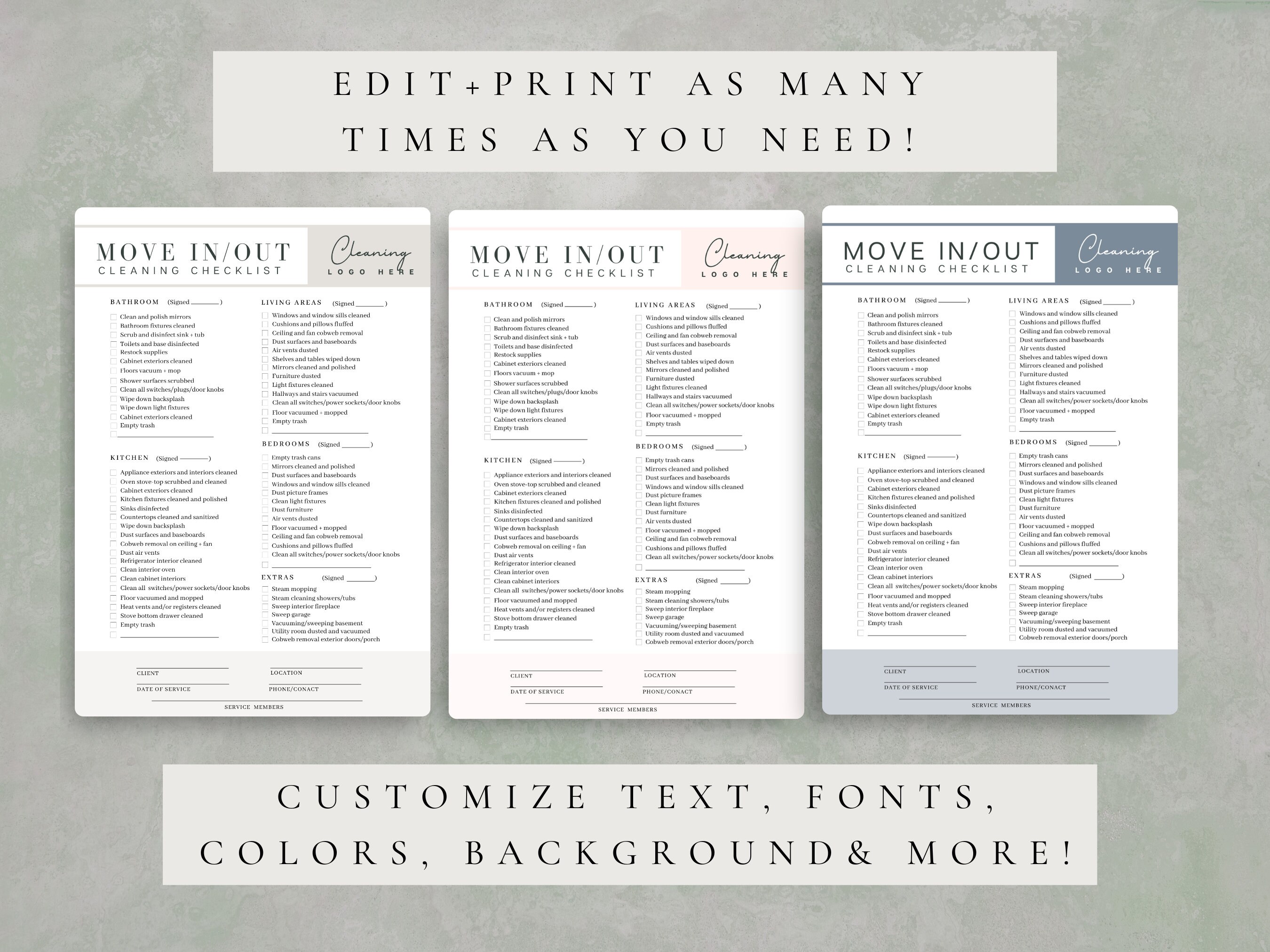 Professional Move In/out Cleaning Checklist, Editable House Moving ...