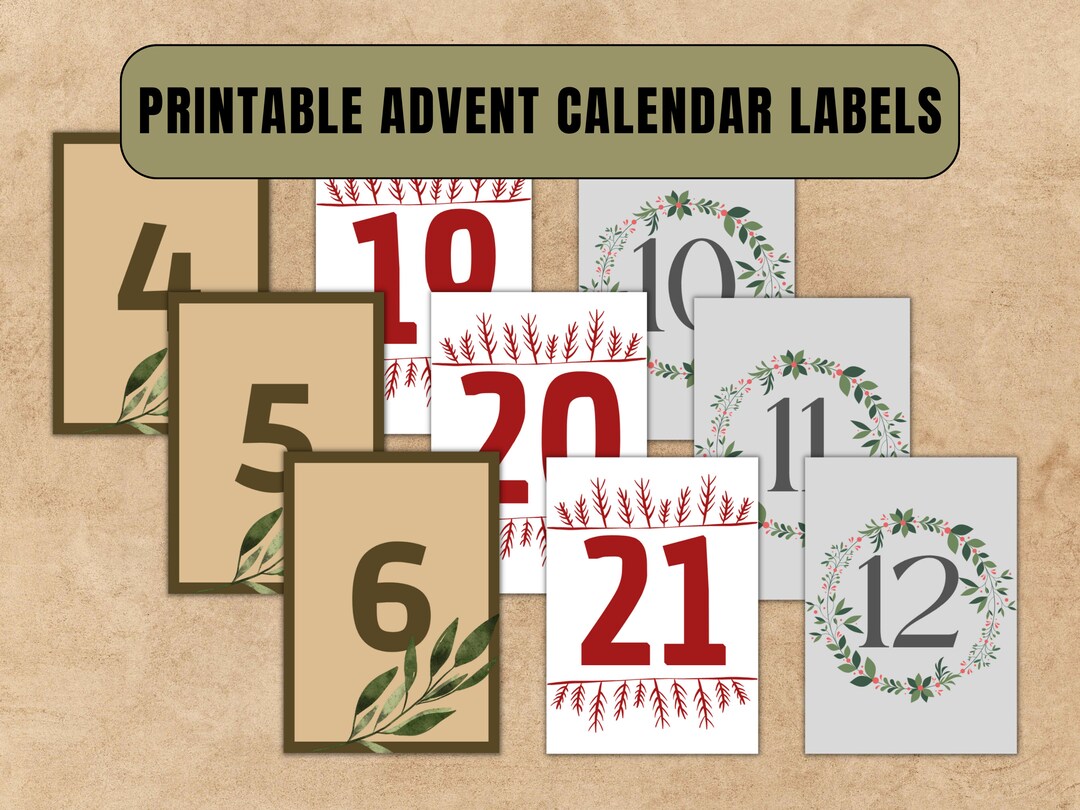 Printable Advent Calendar Labels DIY Advent Calendar Advent - Etsy UK