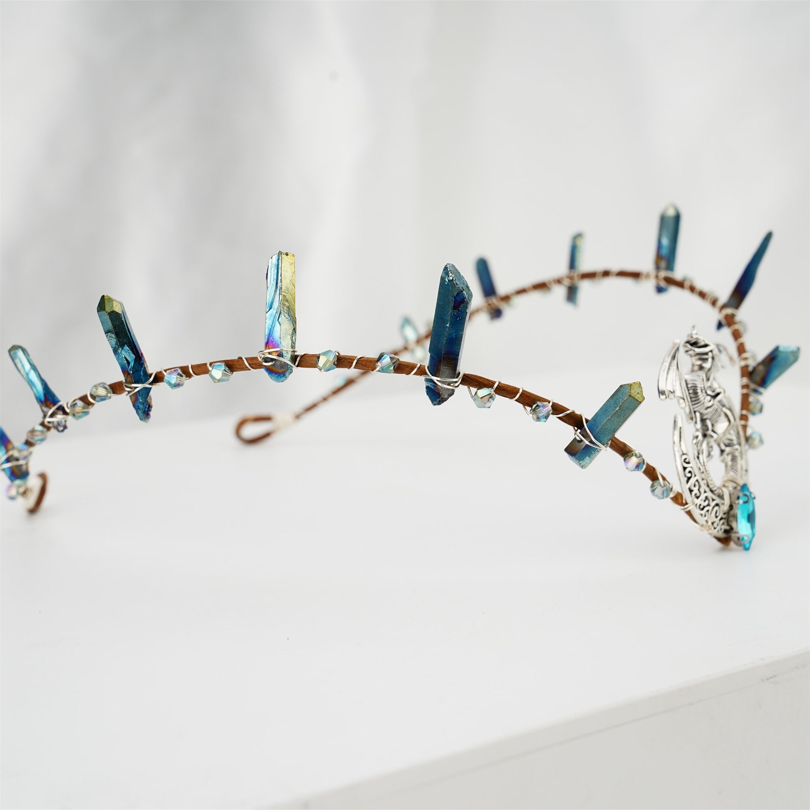 Black White Blue Crystal Crown, Elf Elven Gift, Crown for Women, Moon ...