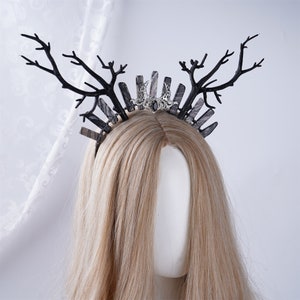 Crystal Crown for Women With Branch Moon Spiritual Obsidian Fairy ...