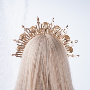 Shell Pearl Halo Crown Gold, Crown for Women, Zip Tie Jewelry, Gold ...