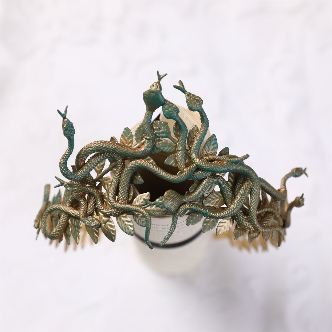 Medusa Snake Headpiece Gold Green Halo Crown Head Piece Medusa Costume ...