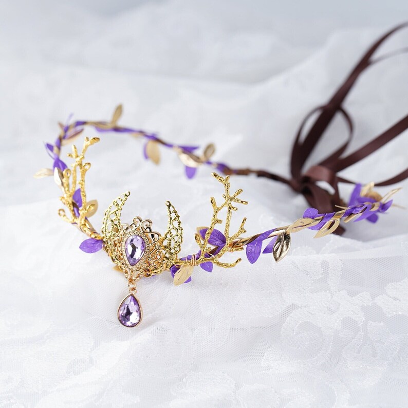 Elven Wedding Crown Gold Moon Branch Crown Fairy Crown Elf - Etsy