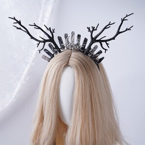 Crystal Crown for Women With Branch Moon Spiritual Obsidian Fairy ...