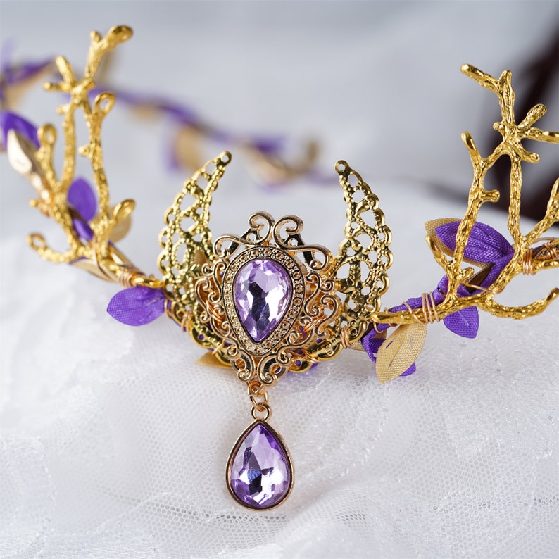 Elven Wedding Crown Gold Moon Branch Crown Fairy Crown Elf - Etsy