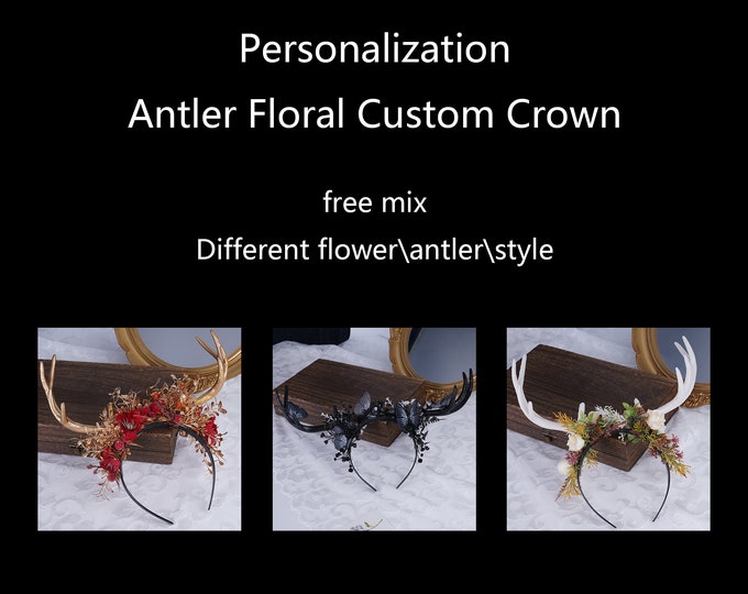 Custom Antler Flower Crown, Custom Halo Crown, Custom Woven Crystal ...
