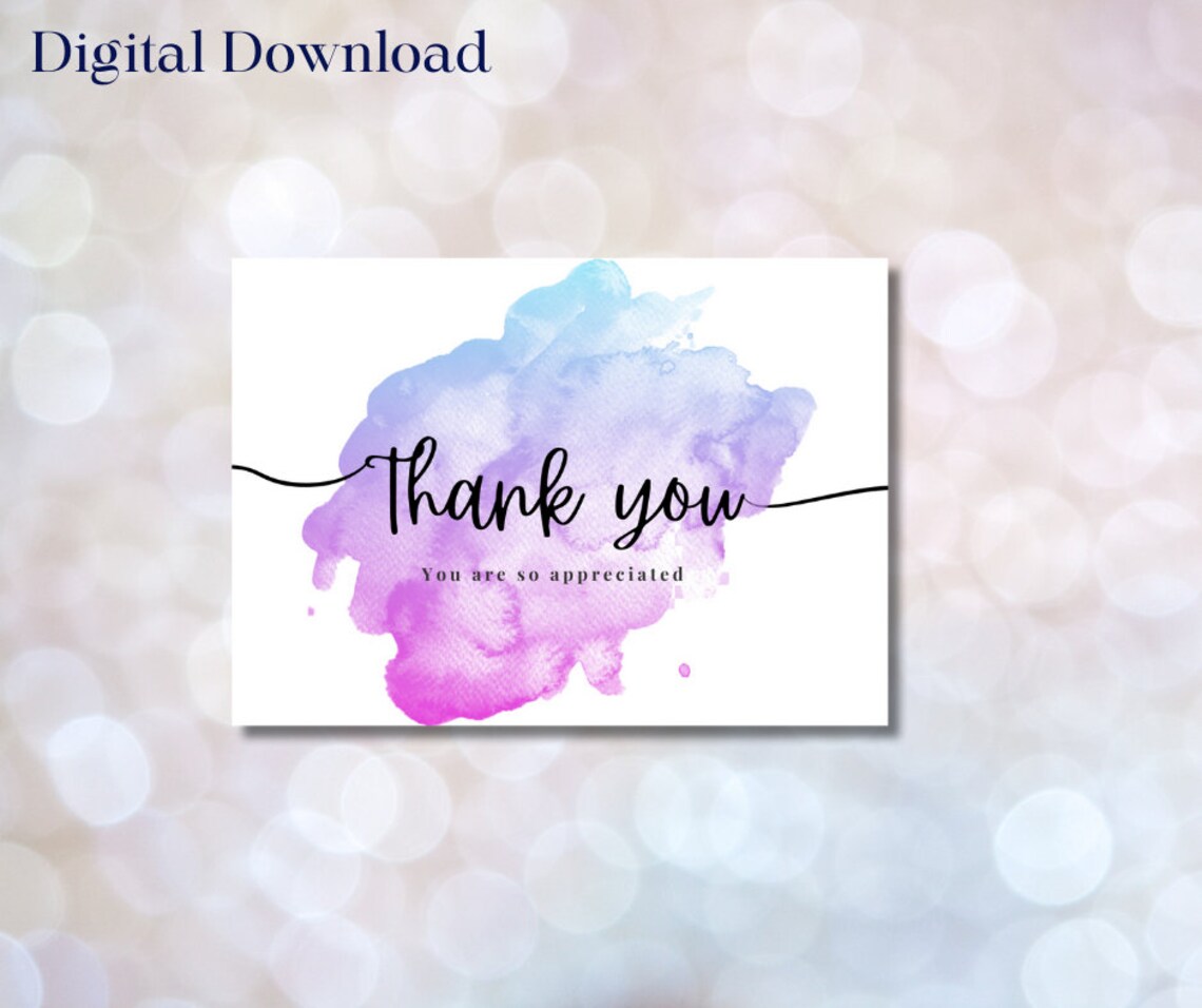 Thank You Card- Instant Download, Printable, Universal, Birthday, Baby ...