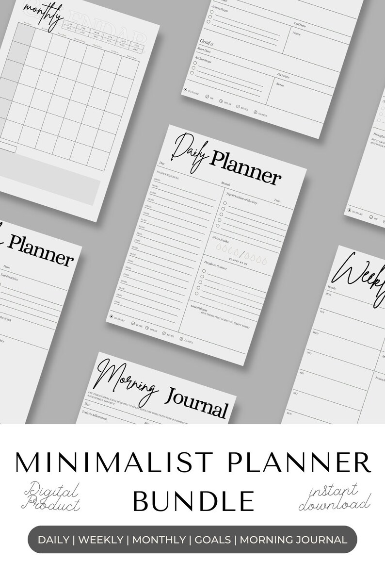 2025 Minimalist Planner Bundle | Digital & Printable PDF | Monthly ...