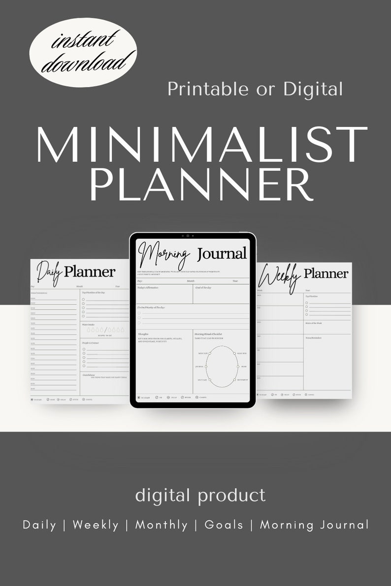 2025 Minimalist Planner Bundle | Digital & Printable PDF | Monthly ...