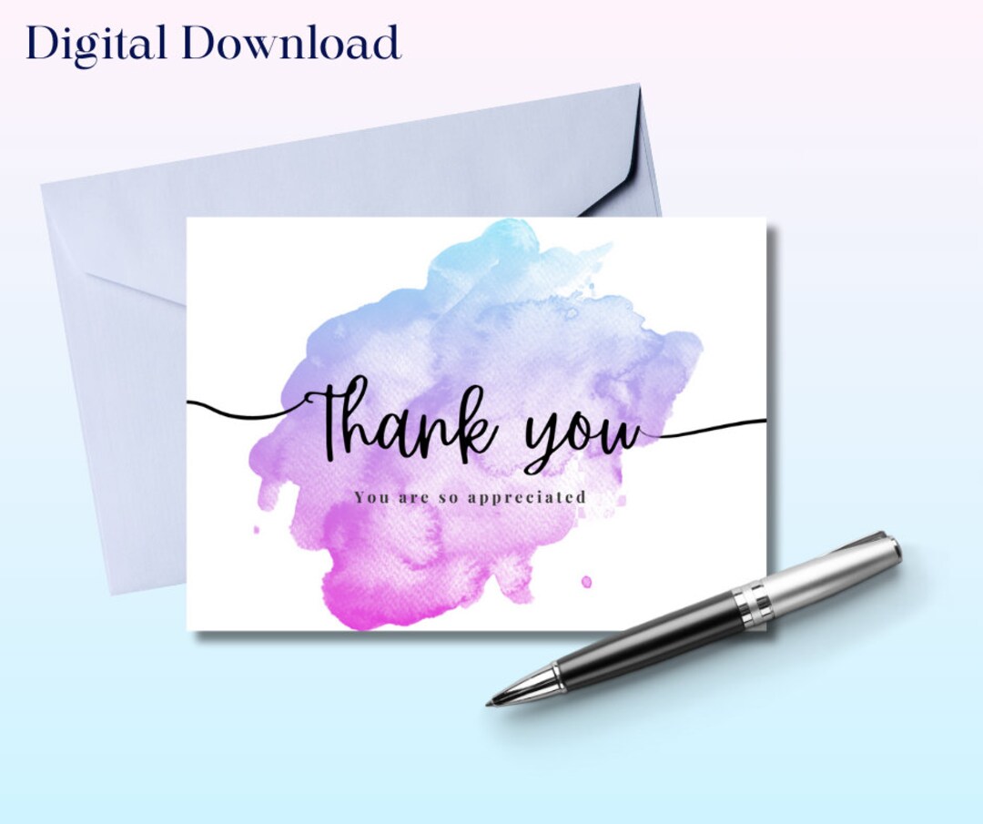 Thank You Card- Instant Download, Printable, Universal, Birthday, Baby ...