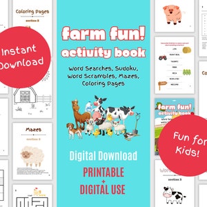 Farm Fun! Kids Activity Book | Digital Download | Printable Activity ...