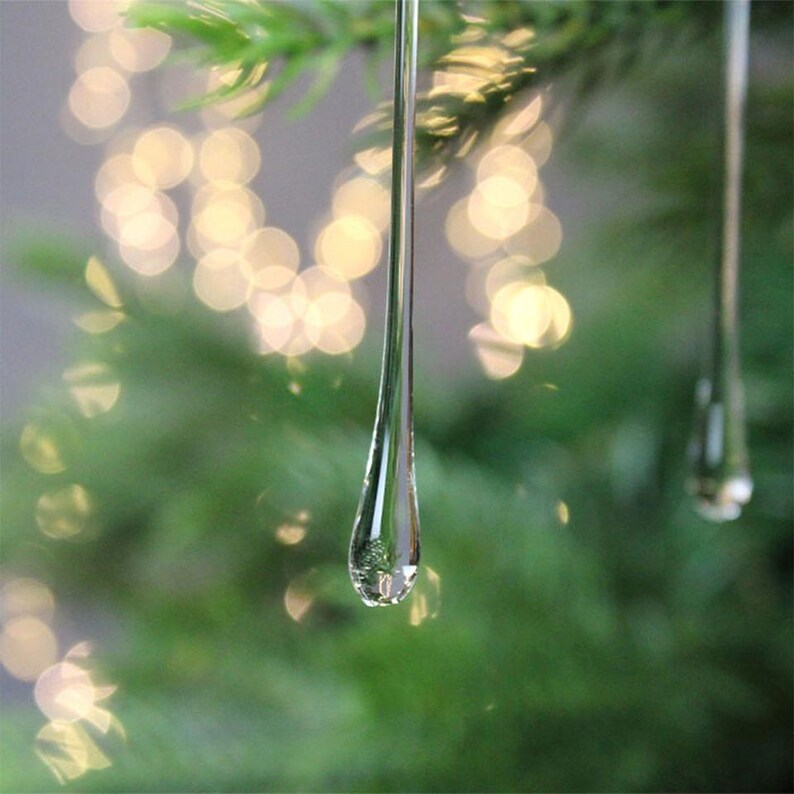 12 Pack Iridescent Water Drop Glass Christmas Tree Hanging Decorations ...