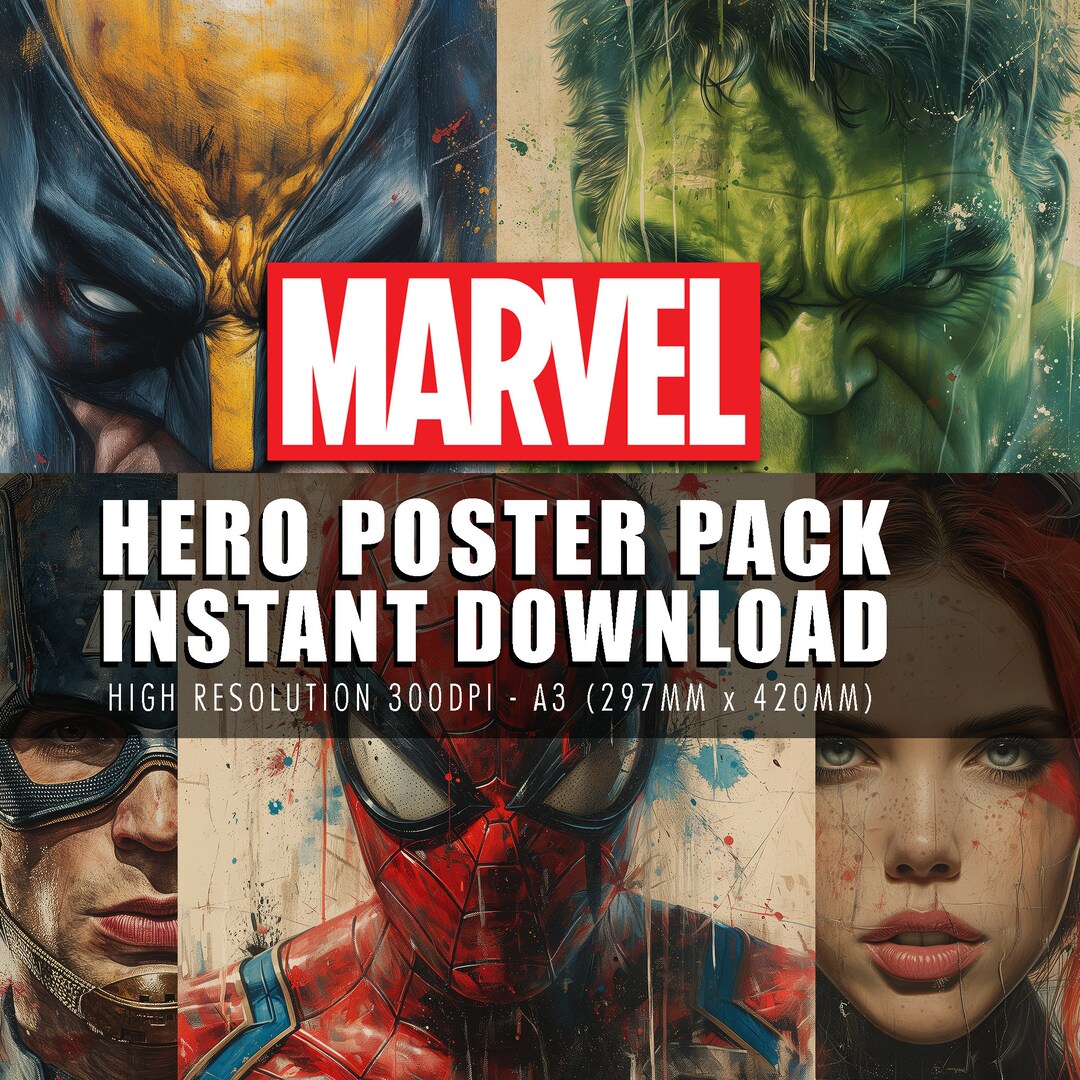 Marvel Superheroes Printable Poster Pack: Wolverine, Black Widow 