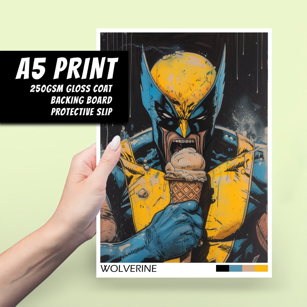 Wolverine A5 Art Print Eating Ice Cream, Gift, Decor, Pop Culture, Wall ...