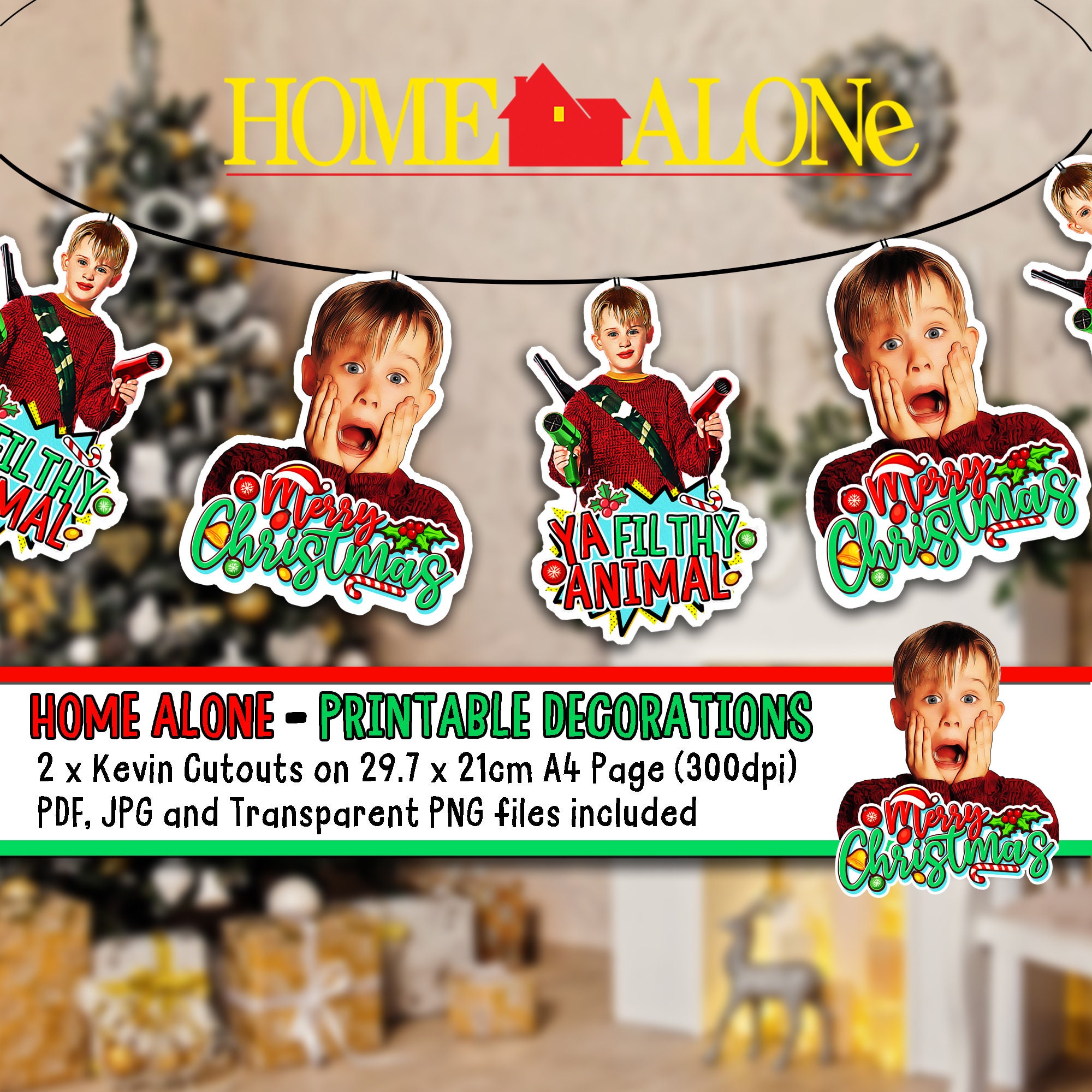 Home Alone Digital Download Printable Garland Christmas Decoration ...