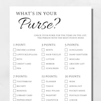 What's in Your Purse Baby Shower Game. Bridal Shower Game. Instant ...