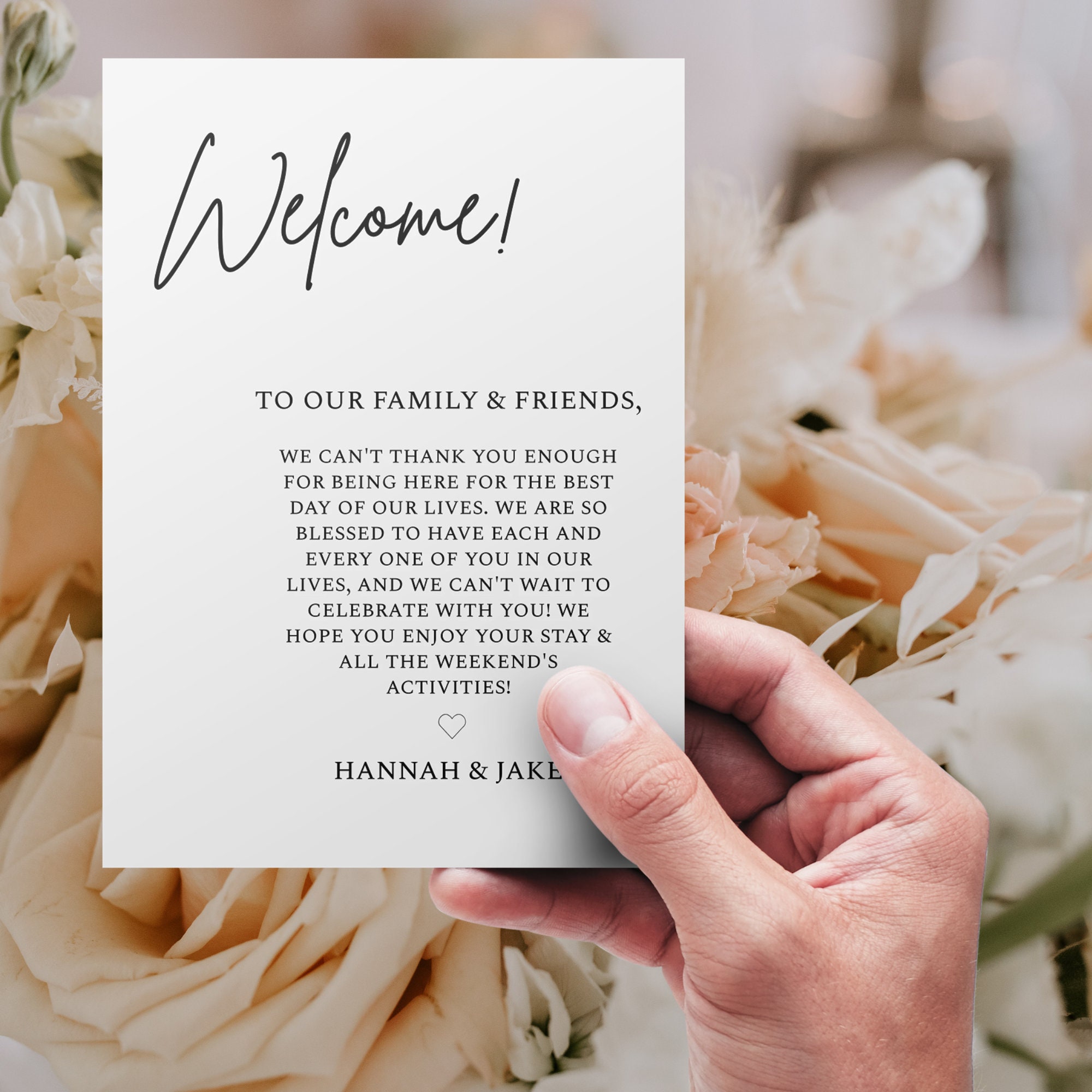 Wedding Welcome Card for Hotel Bags With Itinerary - Editable Digital ...