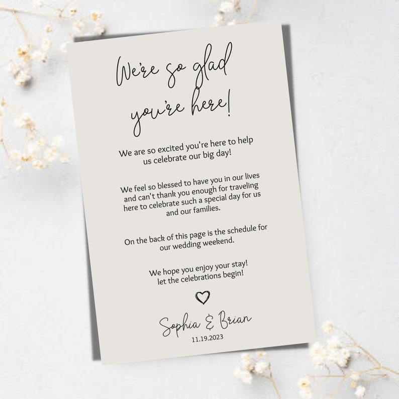 Wedding Hotel Welcome Bag Cards - Etsy