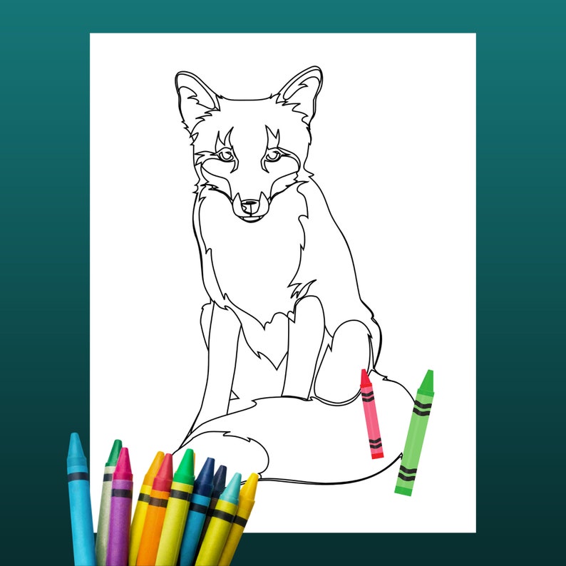 Fox Coloring Page - Digital Download! - Etsy