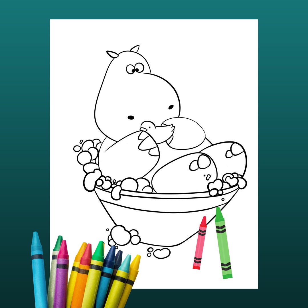 Hippo Coloring Page - Digital Download! - Etsy