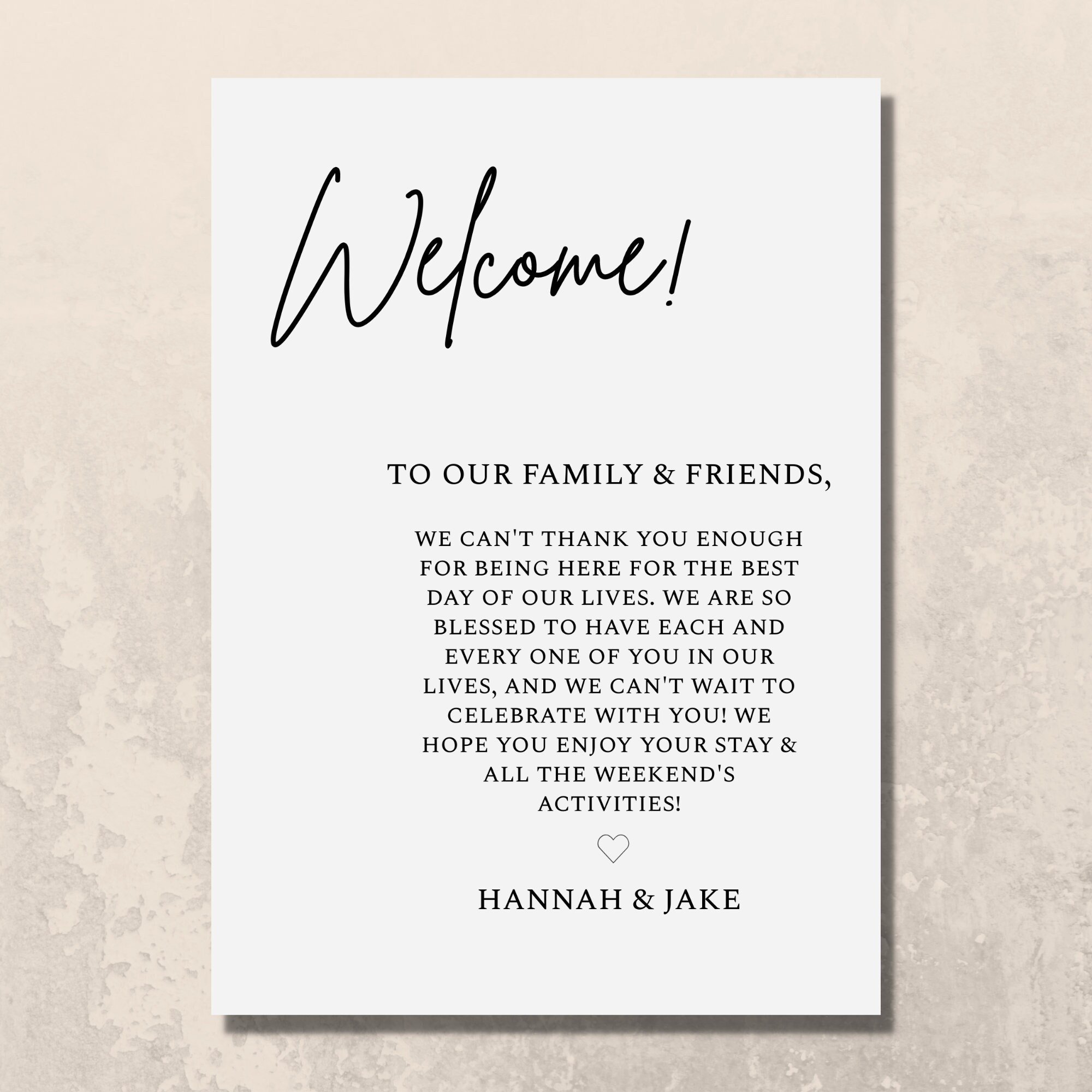Wedding Welcome Card for Hotel Bags With Itinerary - Editable Digital ...