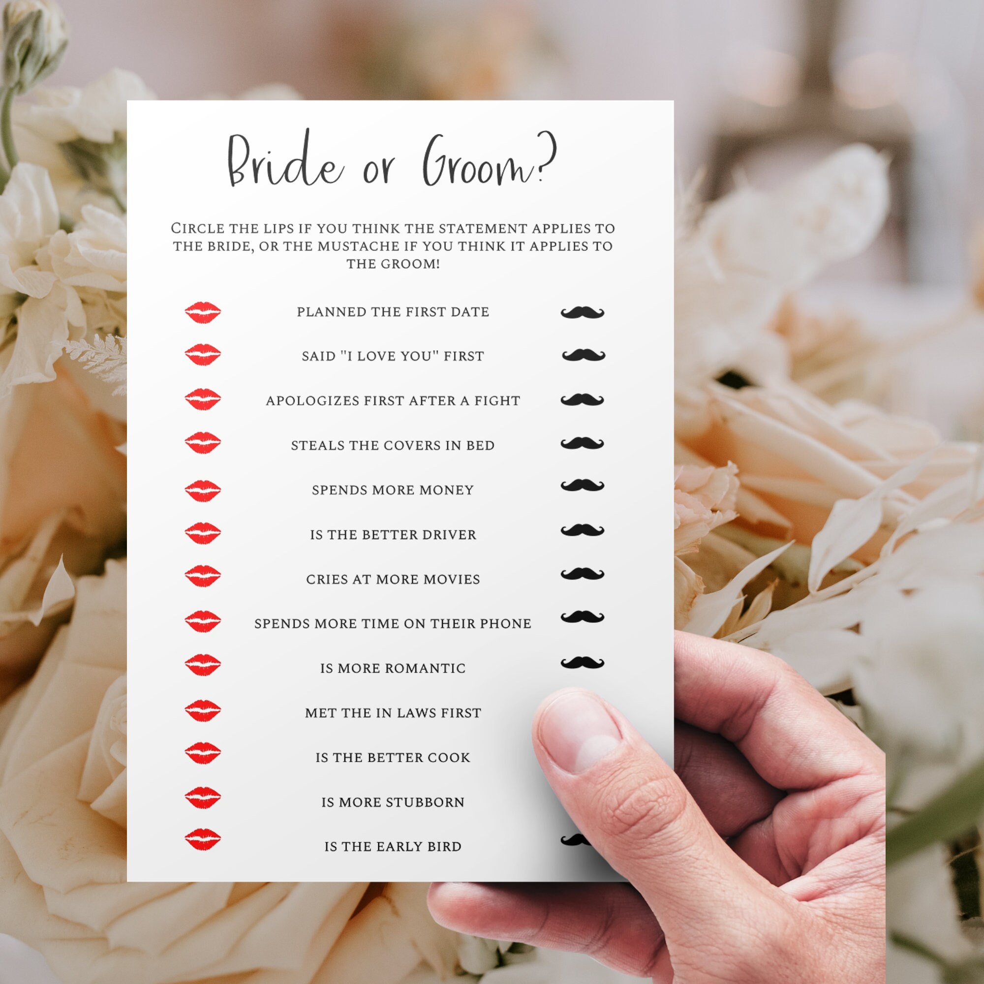 Bride or Groom? Bridal Shower Game - Etsy