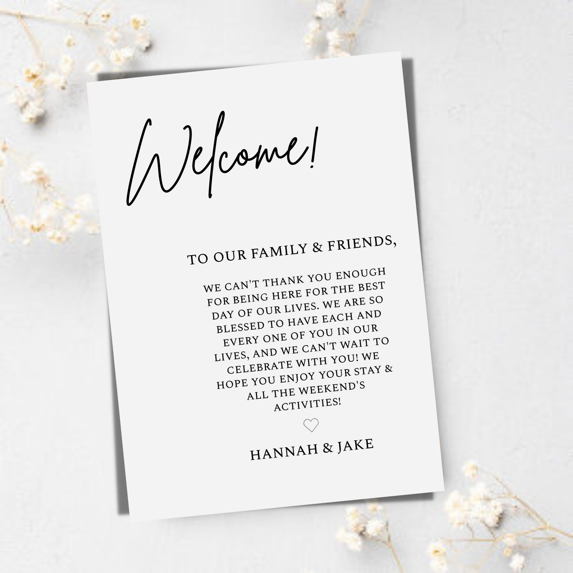 Wedding Welcome Card for Hotel Bags With Itinerary - Editable Digital ...