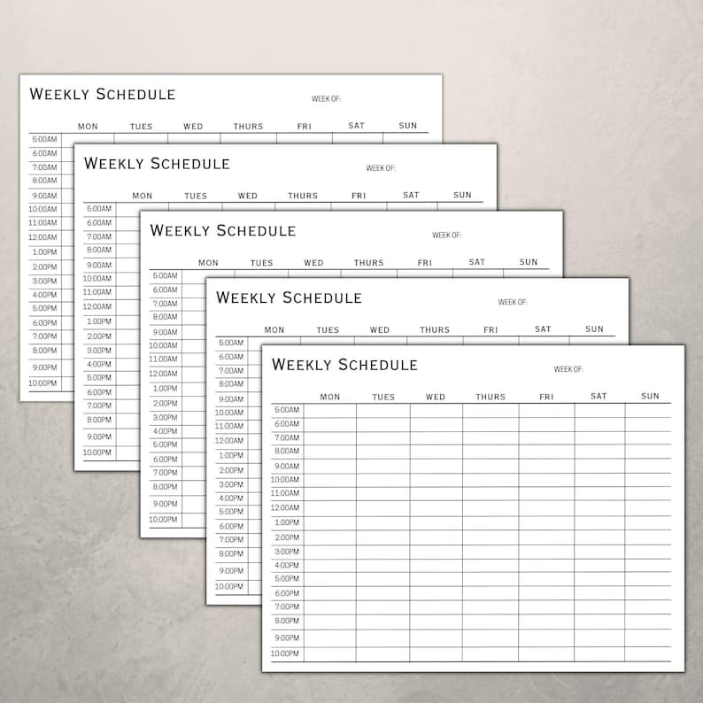 Weekly Planner With Hourly Timestamps - Etsy