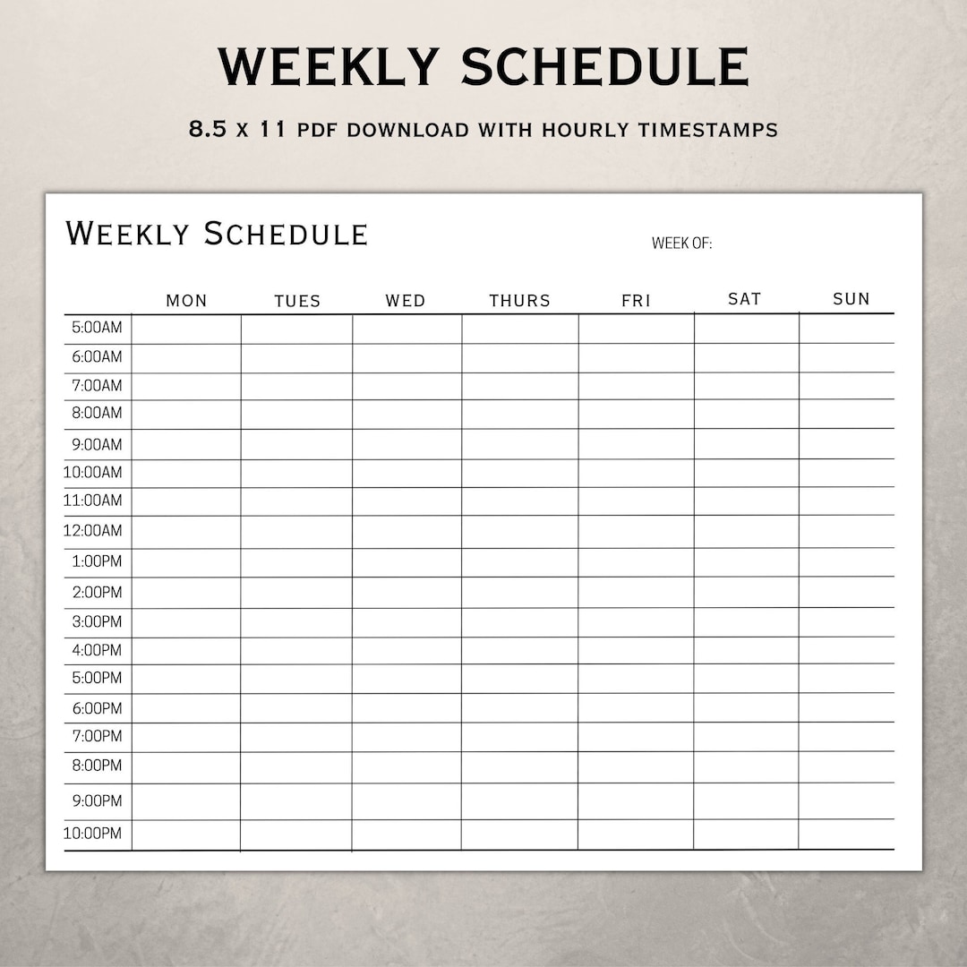 Weekly Planner With Hourly Timestamps - Etsy