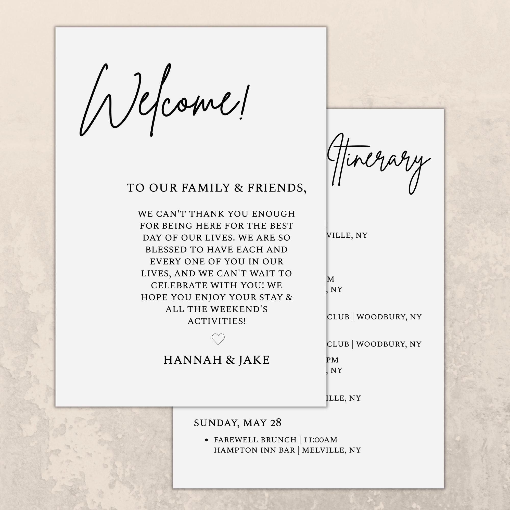 Wedding Welcome Card for Hotel Bags With Itinerary - Editable Digital ...