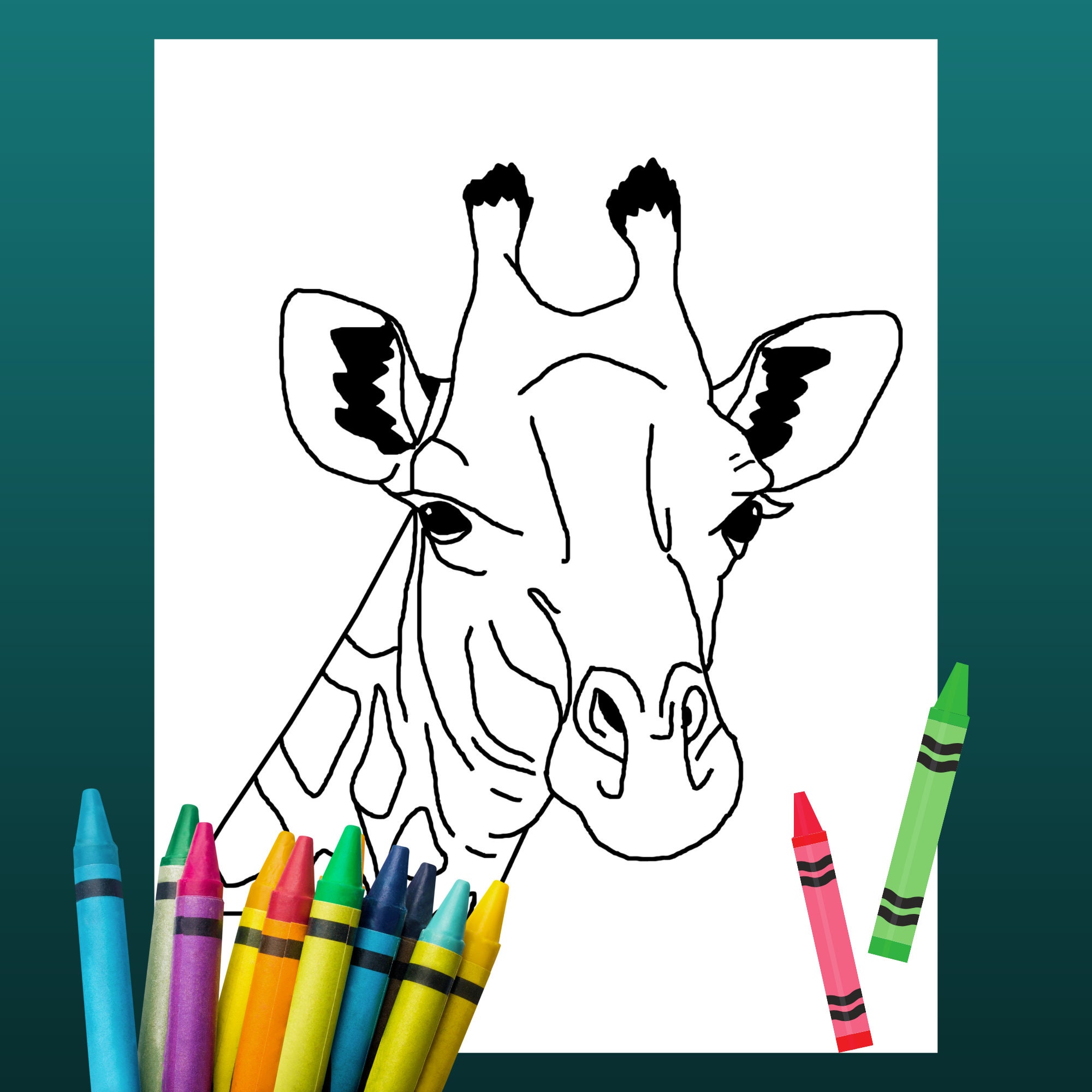 Giraffe Coloring Page - Digital Download! - Etsy