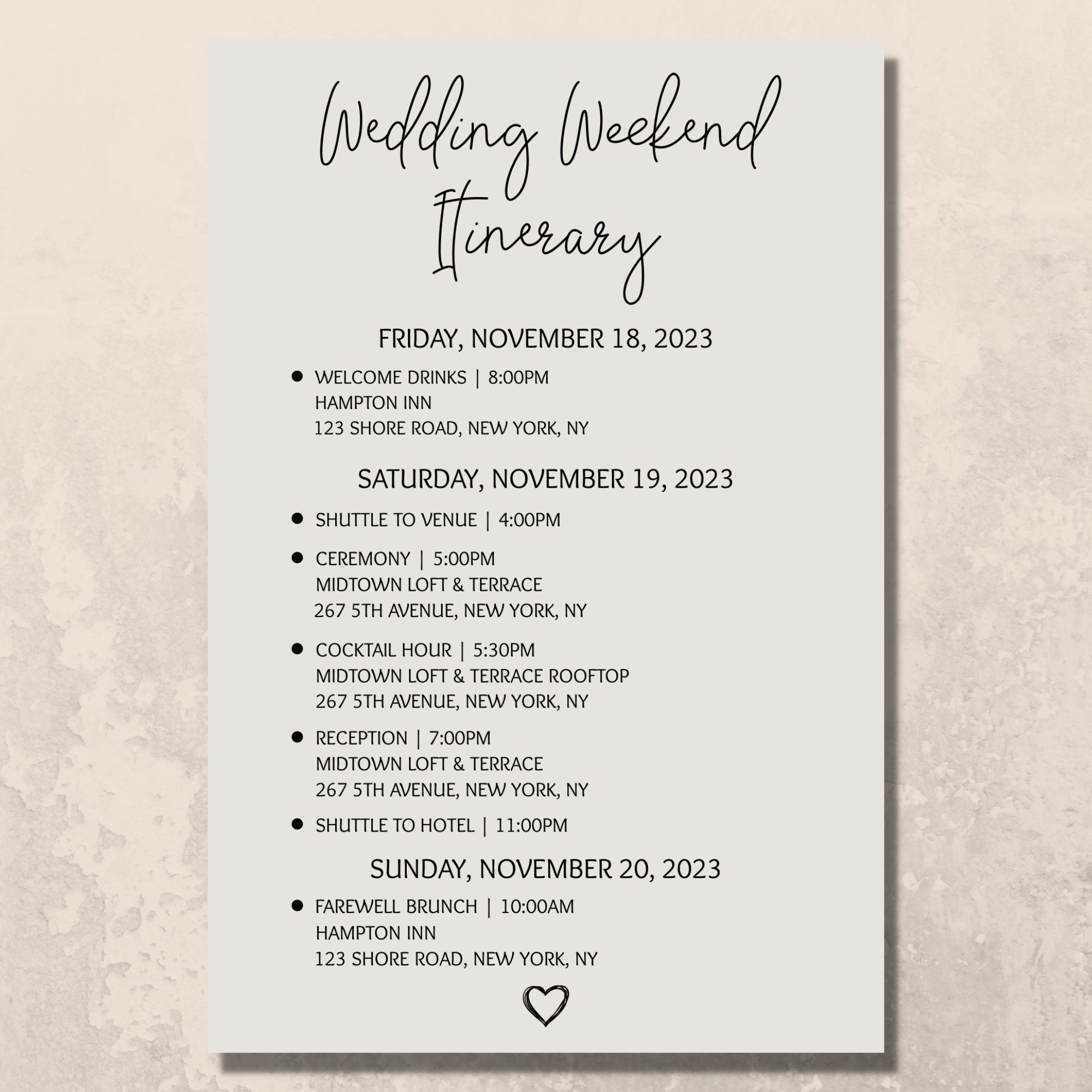 Wedding Hotel Welcome Bag Cards - Etsy